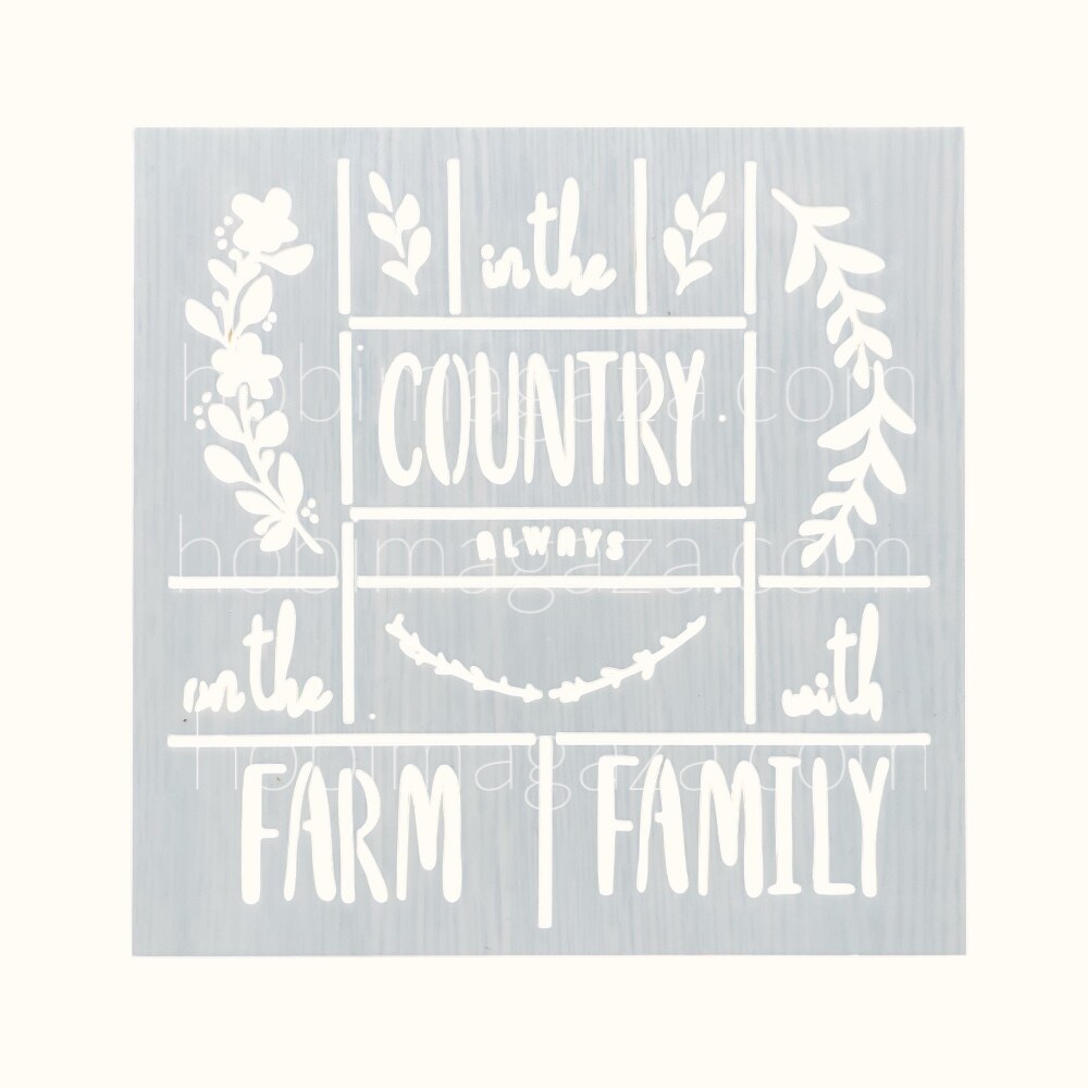 Country Farm Family Stencil - Hobimağaza Hobi Malzemeleri